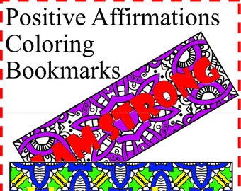 50 Think Positive Coloring Bookmarks Positive Affirmations | Etsy