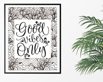 Good vibes coloring | Etsy