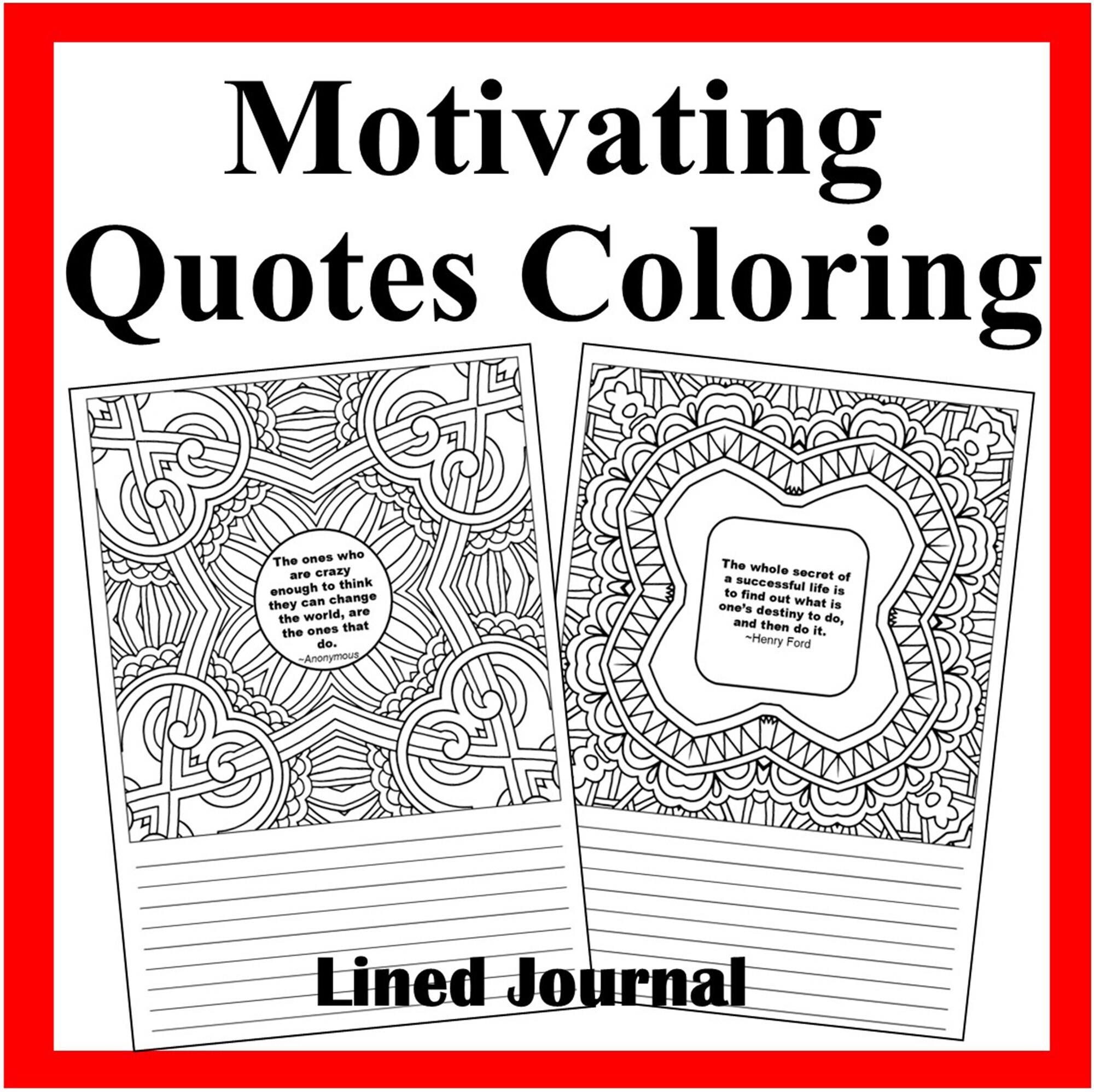 Motivating Quotes Mandala Squares Zentangle Coloring Book Lined Journal ...
