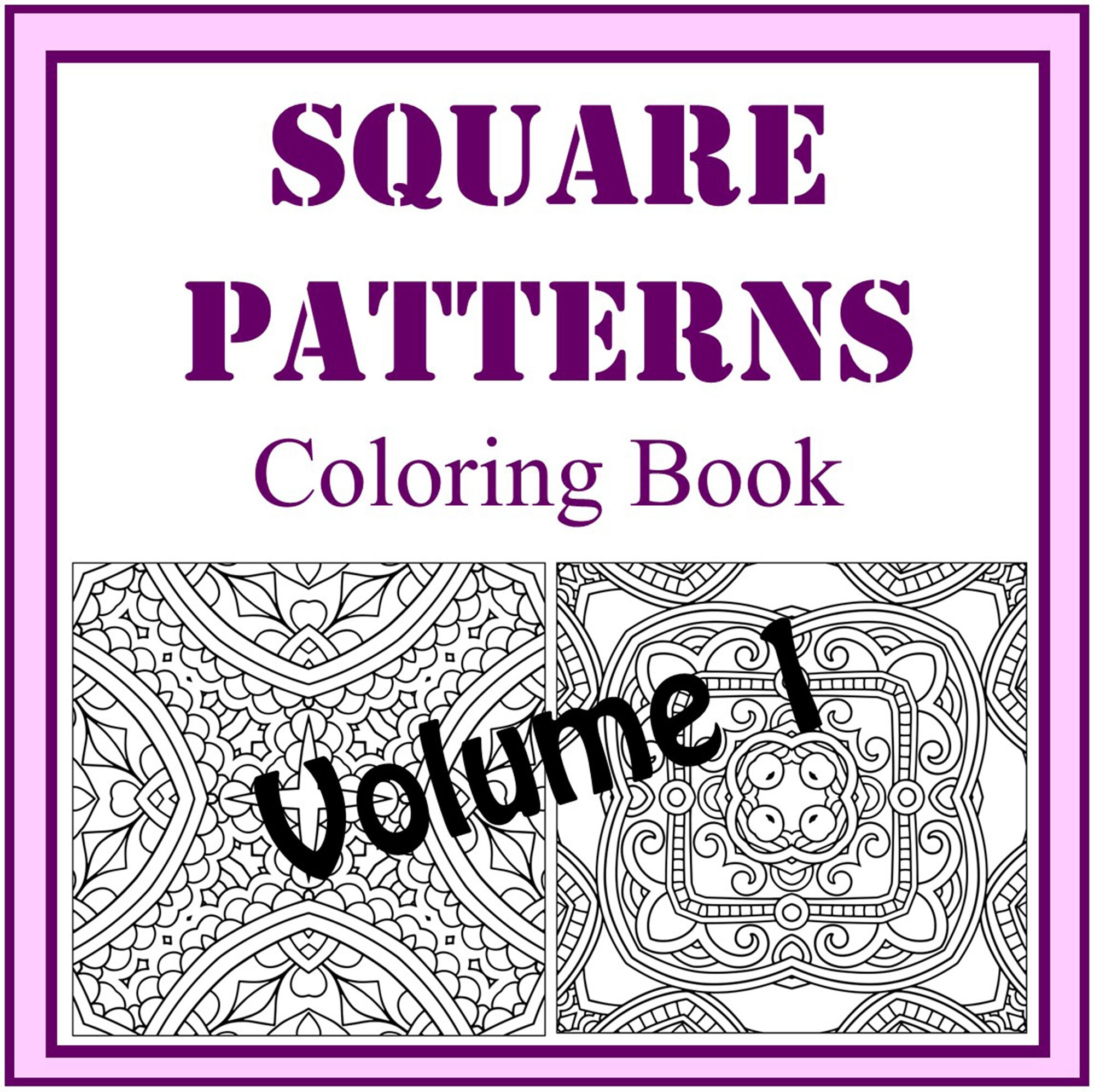 Square Zentangle Designs Coloring Book, Volume 1 – 50 Intricate Square ...