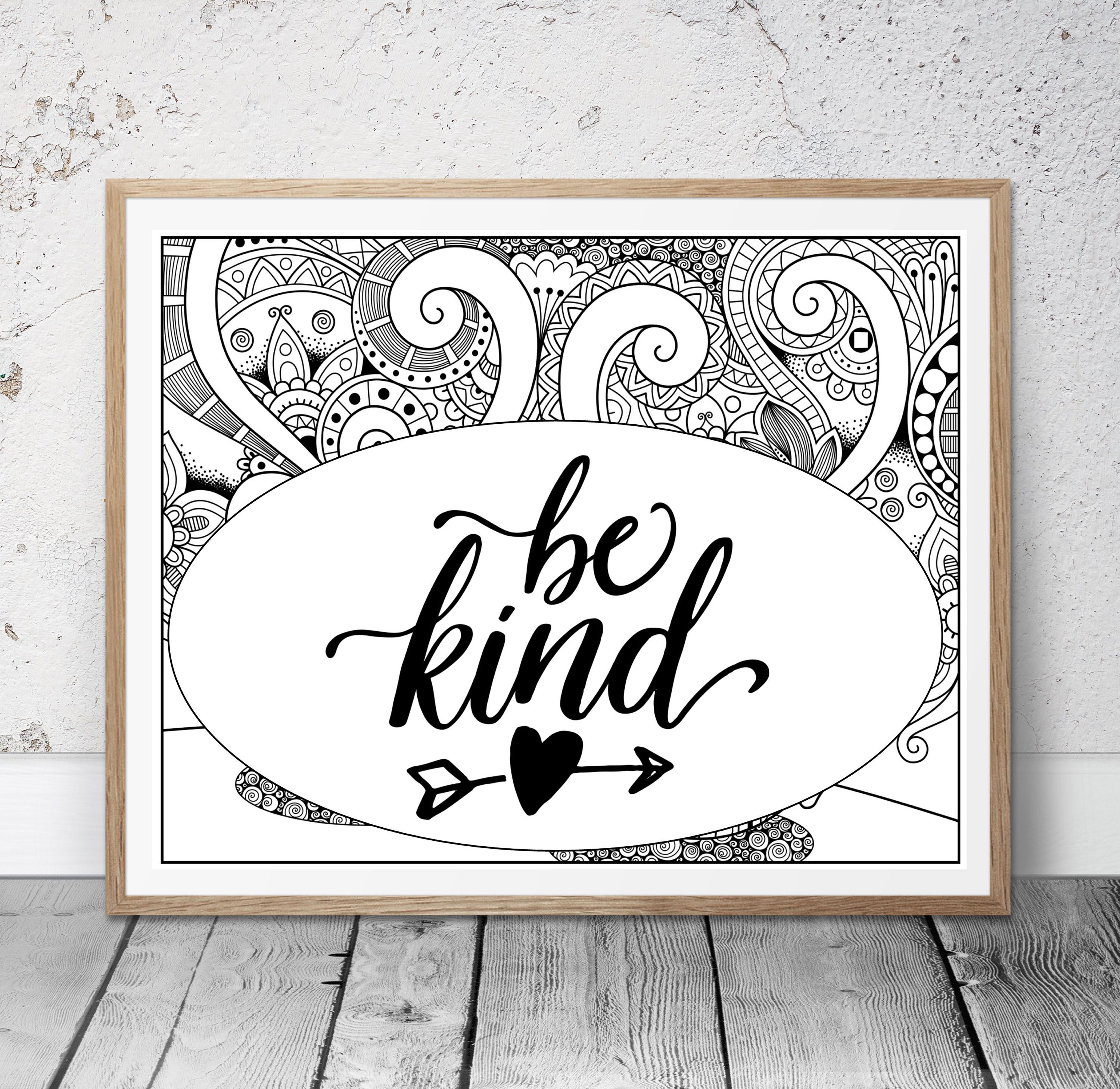 Be Kind Word Art and Coloring Wall Design Family Wall | Etsy
