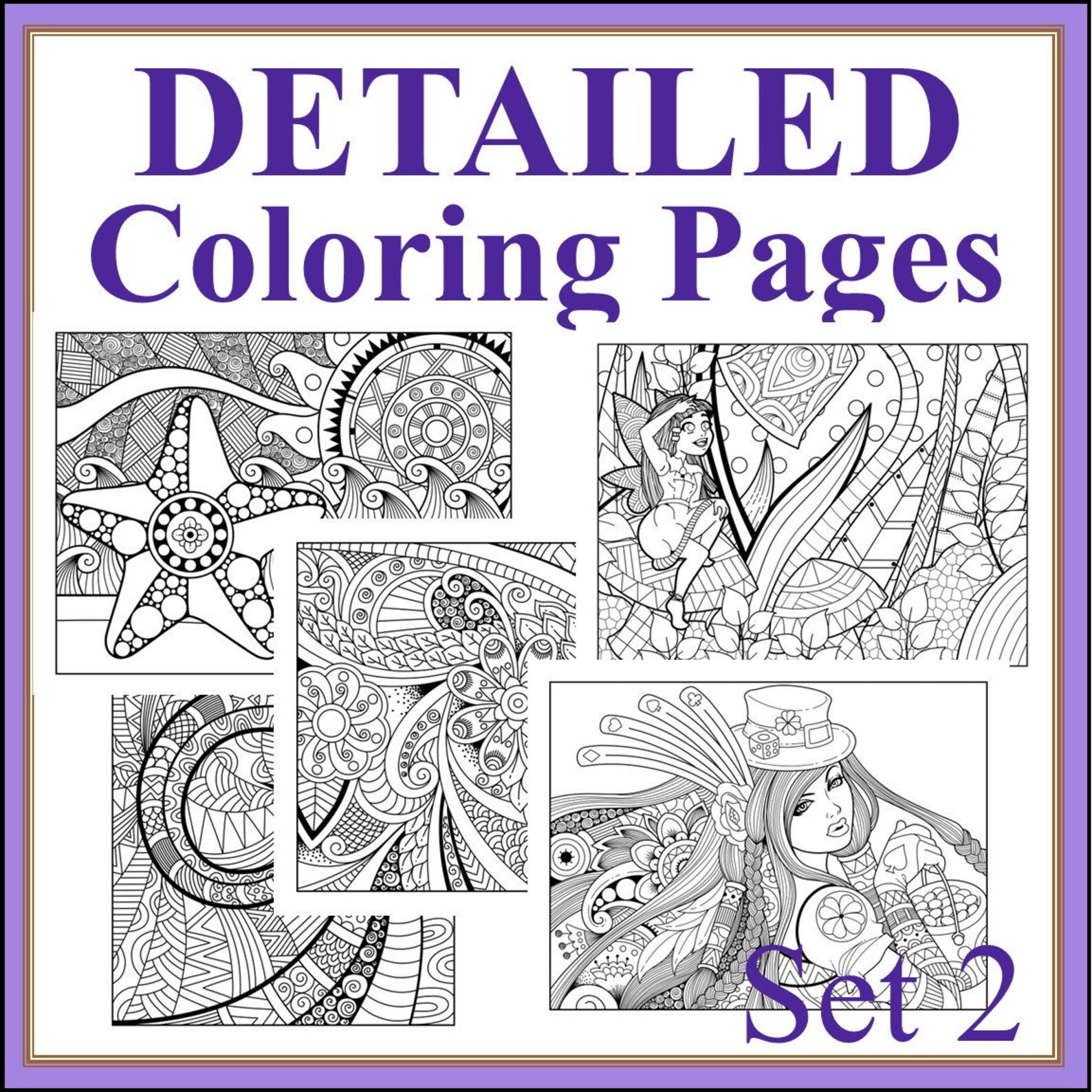 Detailed Coloring Sheets Set 2 20 Patterned Coloring Pages | Etsy