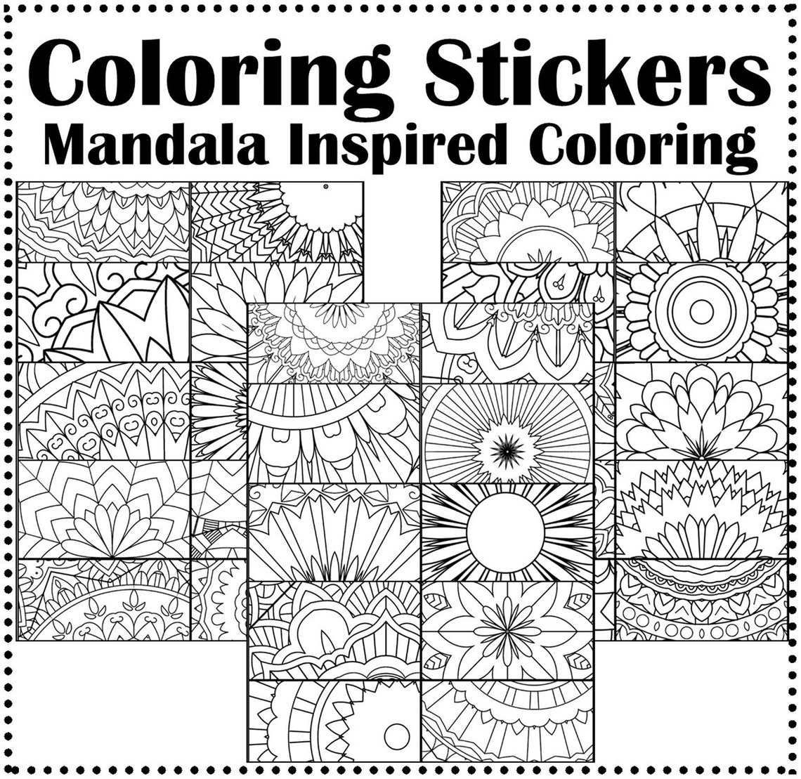 Printable Coloring Stickers mandala Inspired Fun Designs to - Etsy