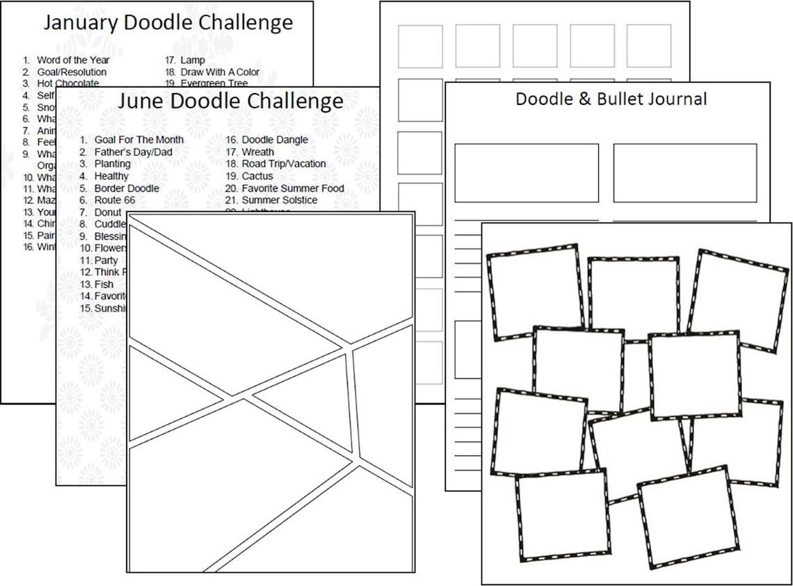 Monthly Doodle Artist Journal Planner Monthly Prompts to - Etsy