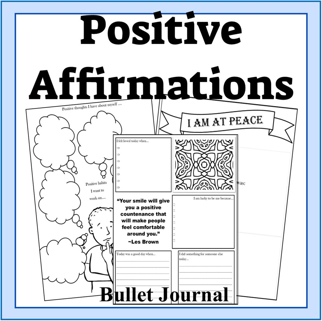 Positive Affirmations Bullet Journal: Self-discovery and Positive ...