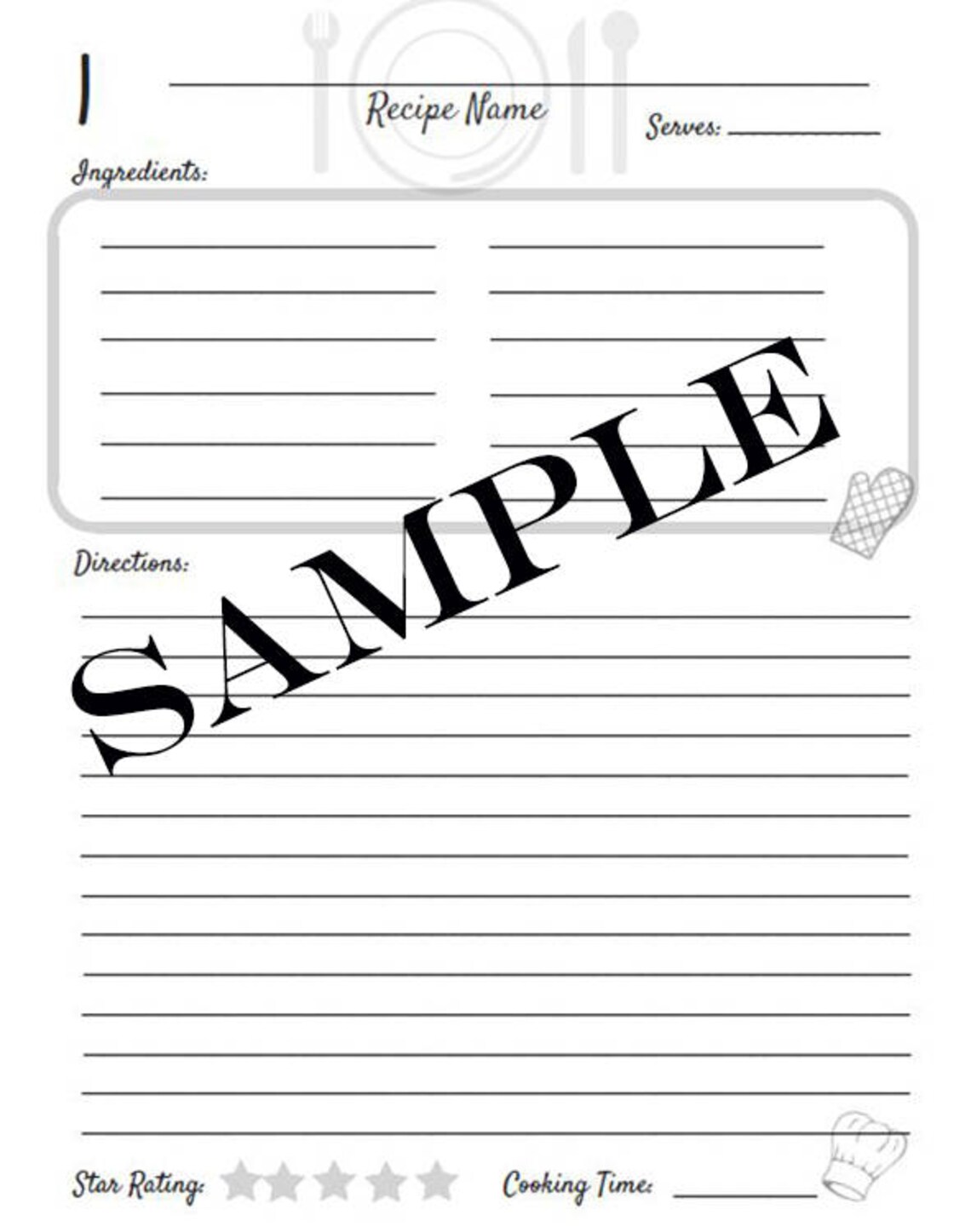 Blank Family Cookbook: Recipe Journal & Binder (digital Download) - Etsy
