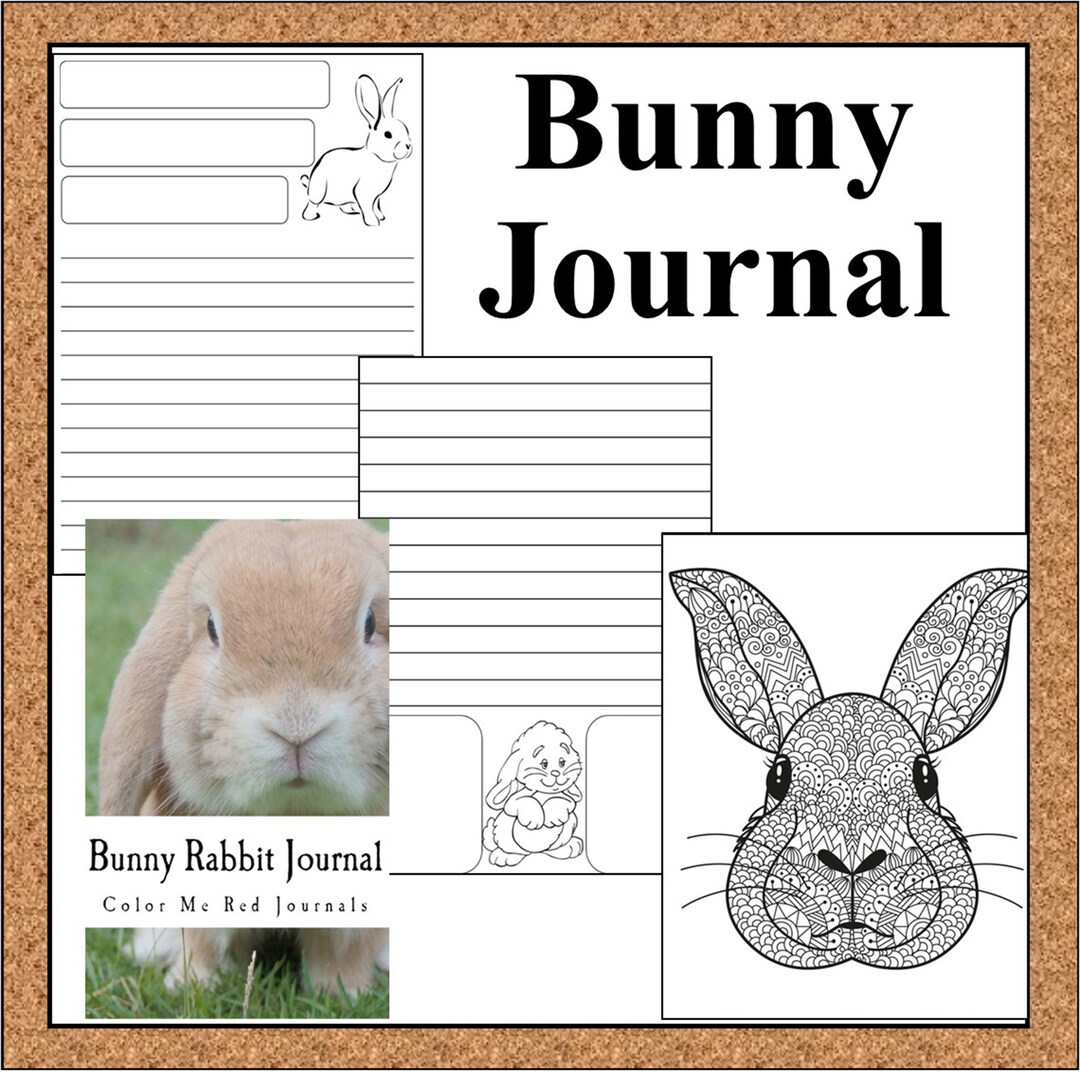 Bunny Rabbit Lined Journal Pages, Rabbit Theme for Note Taking, Bullet ...