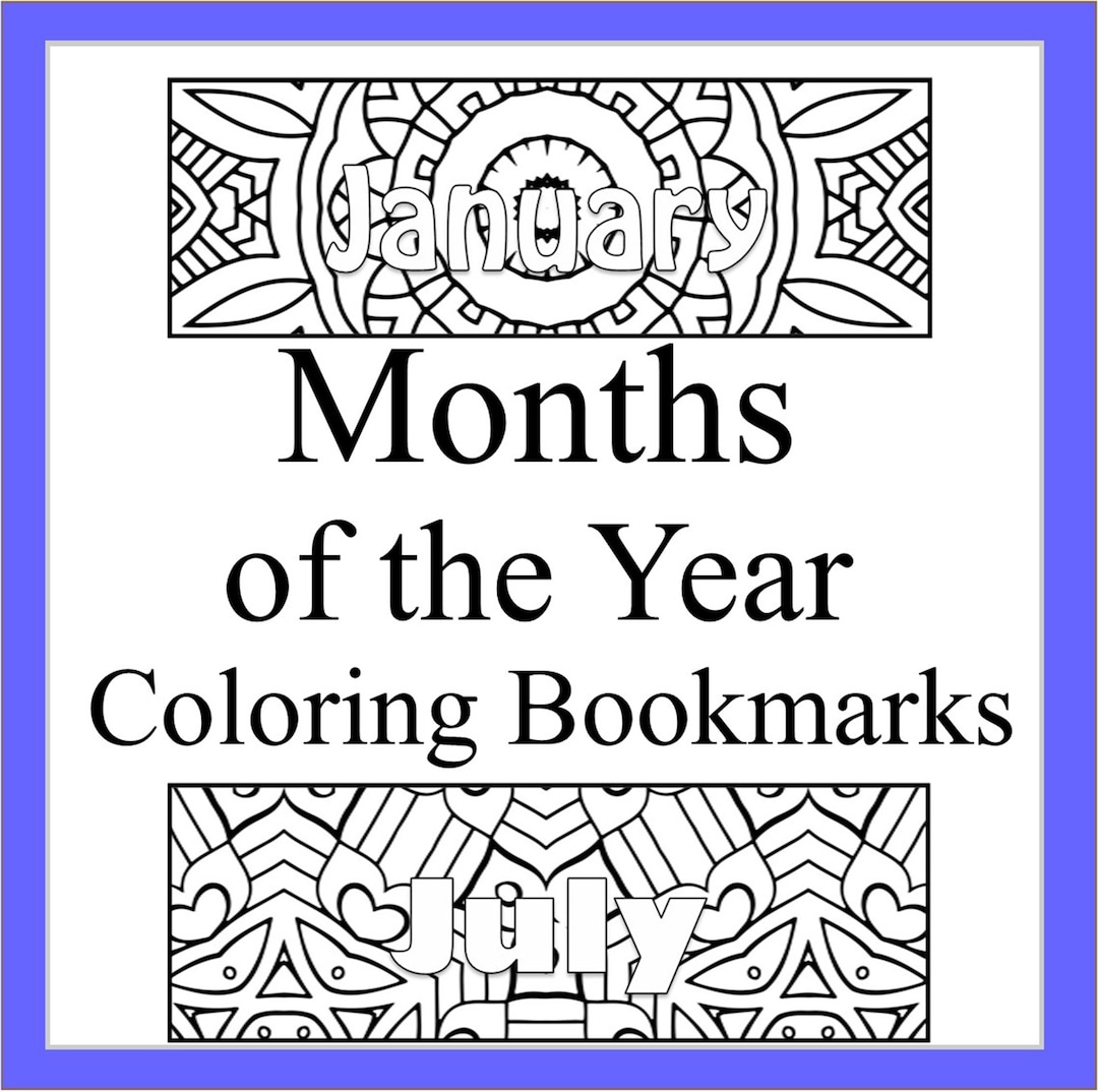 Months of the Year Coloring Bookmarks - Etsy