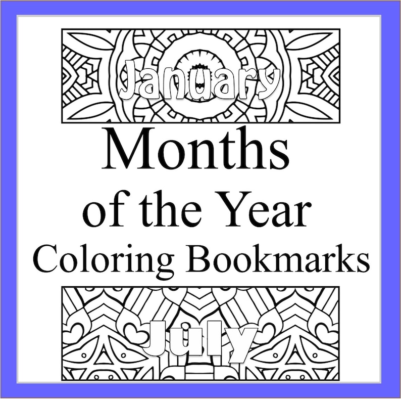 Months of the Year Coloring Bookmarks - Etsy