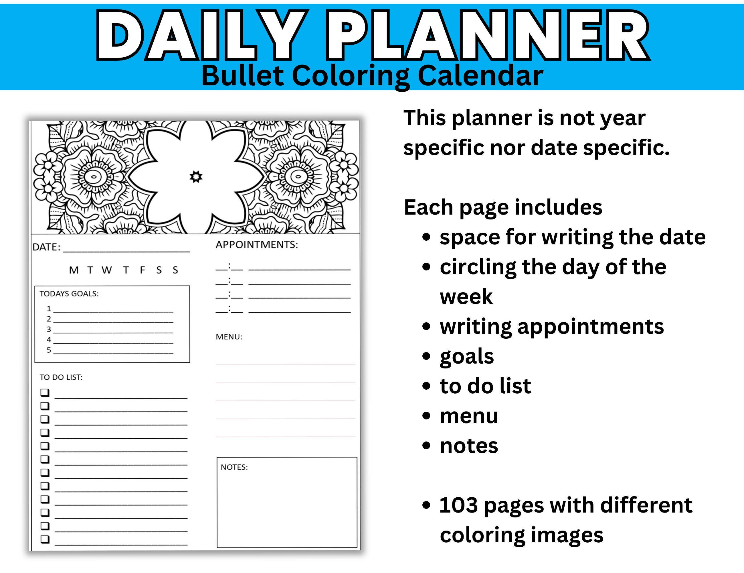 Daily Planner and Mindful Coloring Journal – 100 Pages of Planning ...