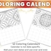 Monthly Coloring Calendar – 12 Undated Printable Calendar Pages With ...