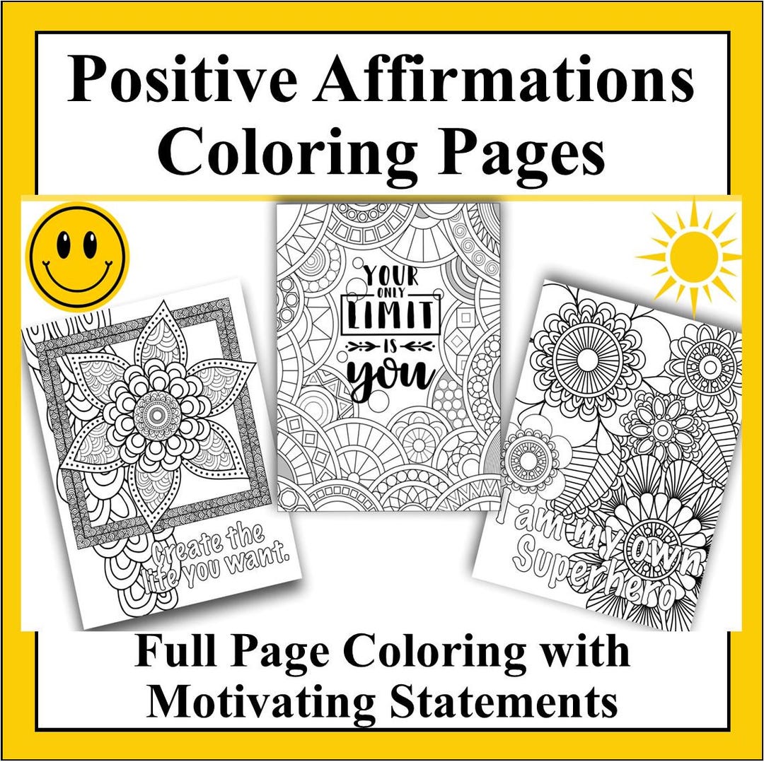 Positive Affirmations Coloring Book 30 Coloring Pages With Motivating ...