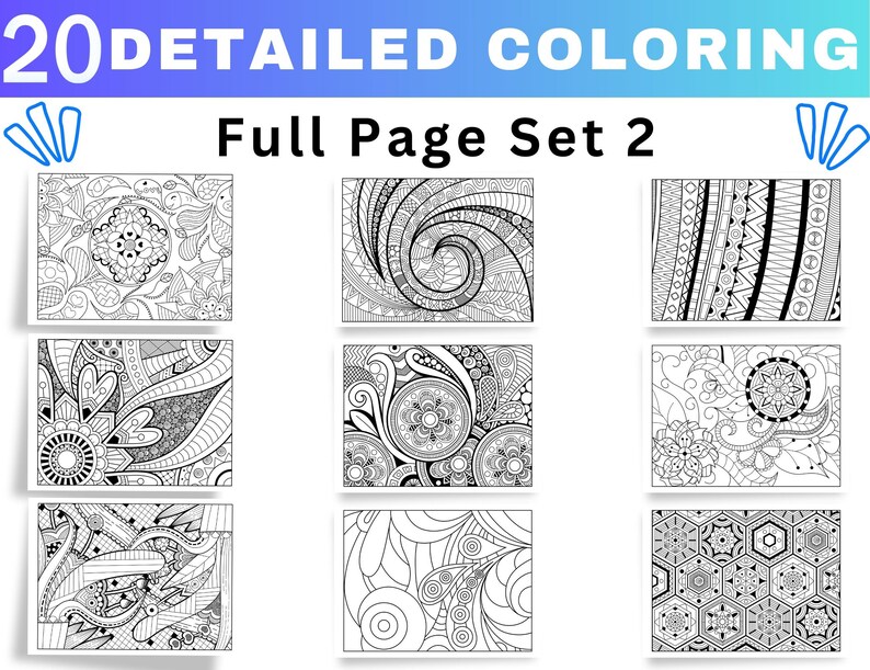 Detailed Coloring Sheets Set 2 – 20 Patterned Coloring Pages for ...