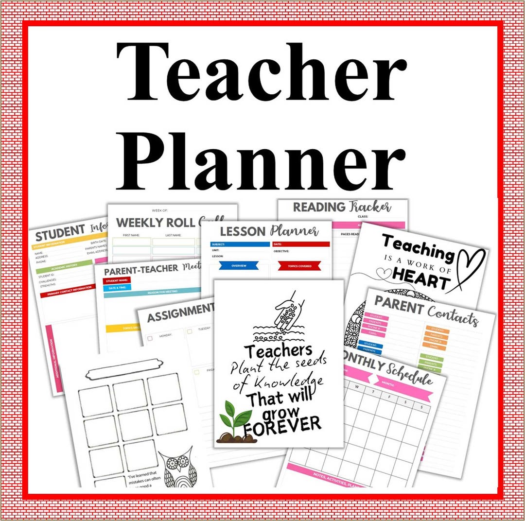 Teacher Planner Book – Printable Teacher Lesson Planner & Classroom ...