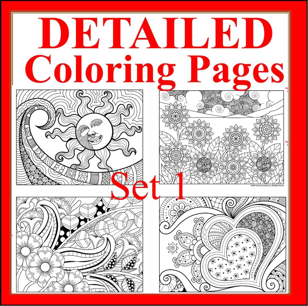 Detailed Coloring Sheets Set 1 – 20 Full-page Patterned Designs for ...