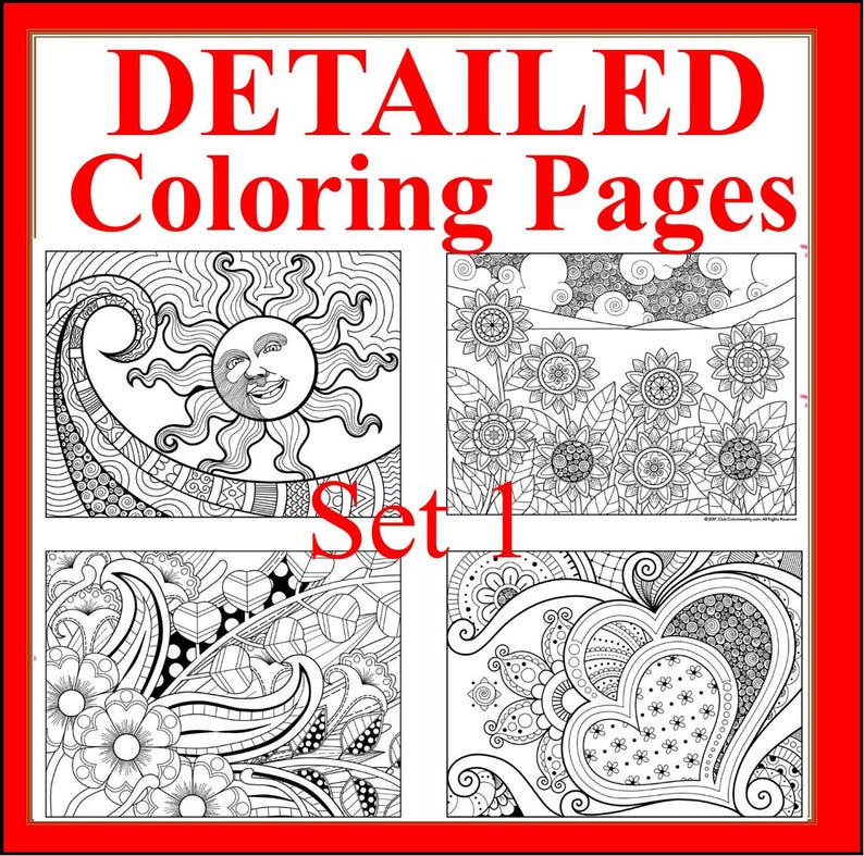 Detailed Coloring Sheets Set 1 – 20 Full-page Patterned Designs for ...
