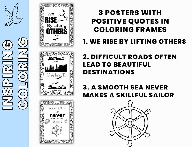 Inspiring Word Art Coloring Printables – 3 Uplifting Quote Posters for ...