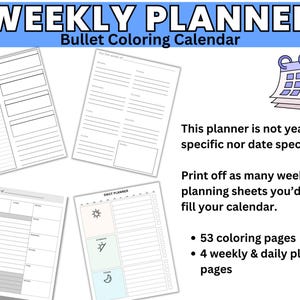 Weekly Planner Coloring and Journaling Binder: Weekly Goal Setting ...