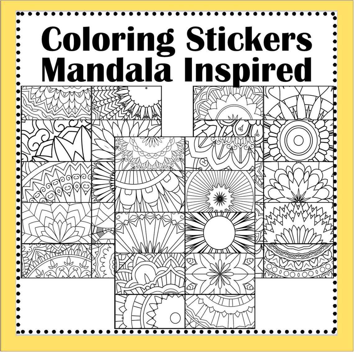 Printable Coloring Stickers mandala Inspired Fun Designs to - Etsy
