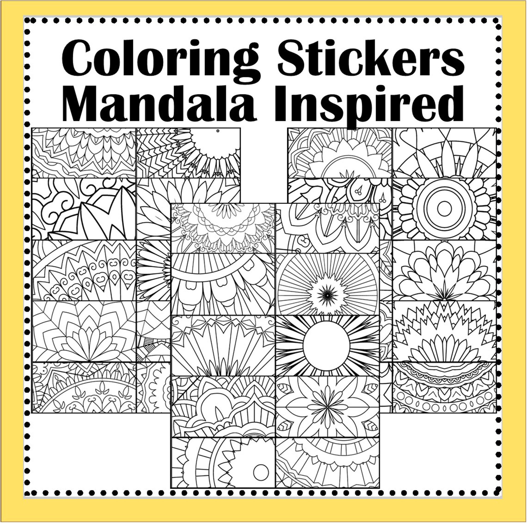 Printable Coloring Stickers mandala Inspired Fun Designs to - Etsy