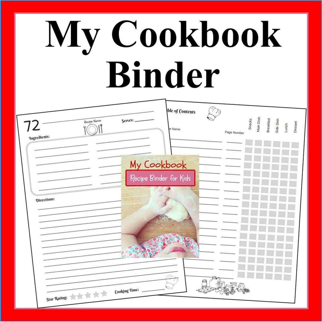 Kids Recipe Binder: My Cookbook, Kitchen Safety Tips (digital Download ...