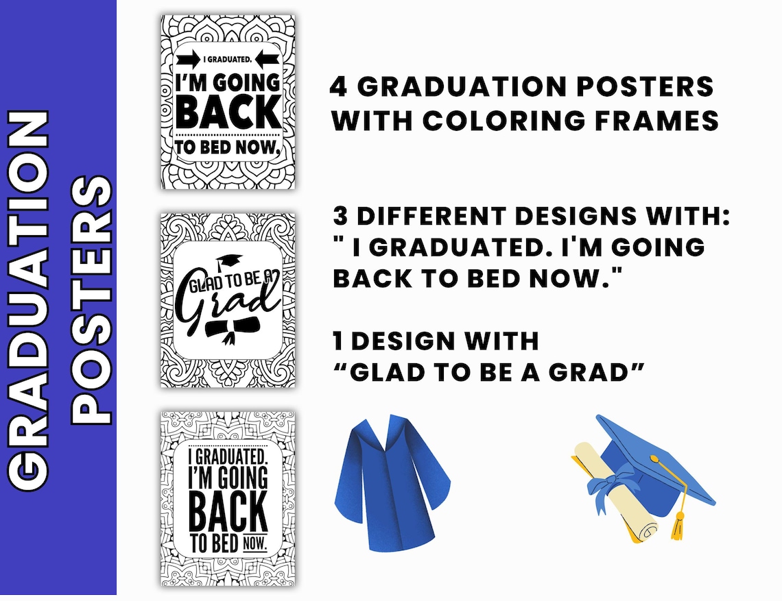 Graduation Posters grad Party Posters Coloring Wall Decoration for ...