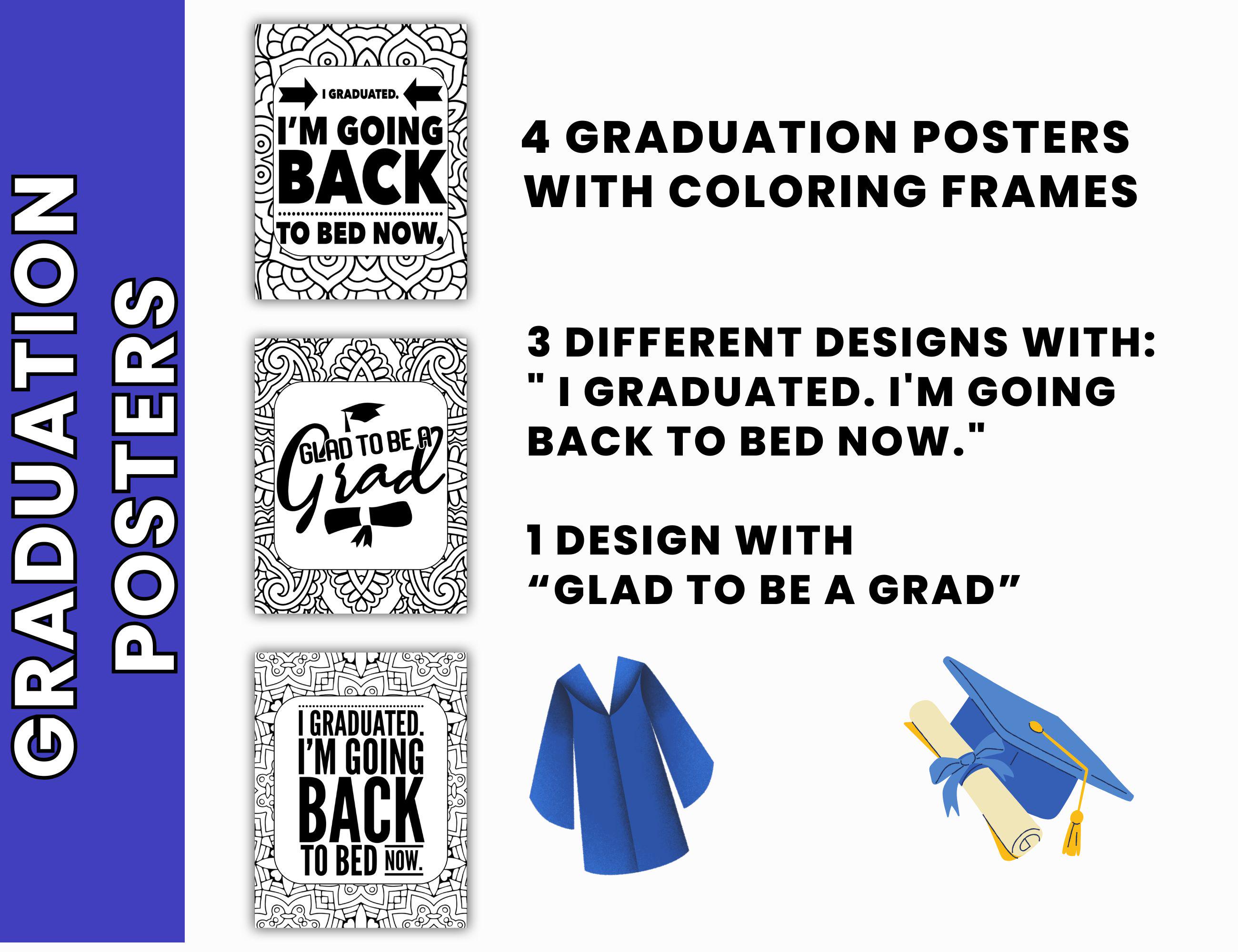 Graduation Posters grad Party Posters Coloring Wall Decoration for ...