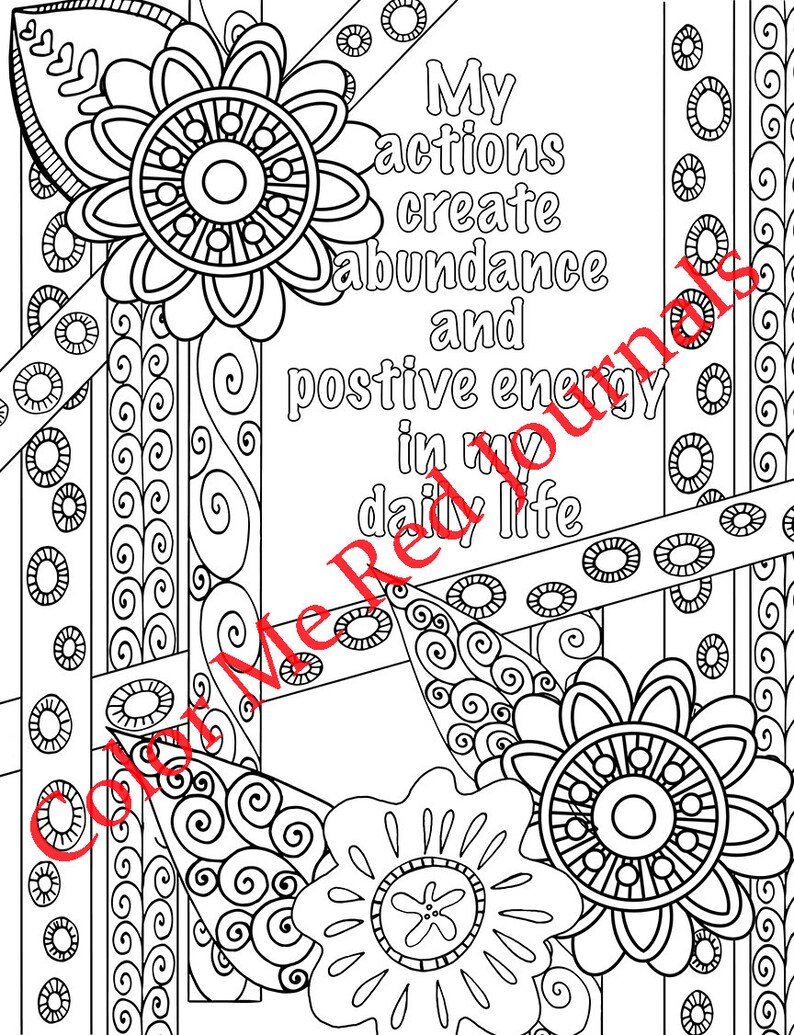 Positive Affirmations Coloring Book 25 Coloring Pages With Motivating ...
