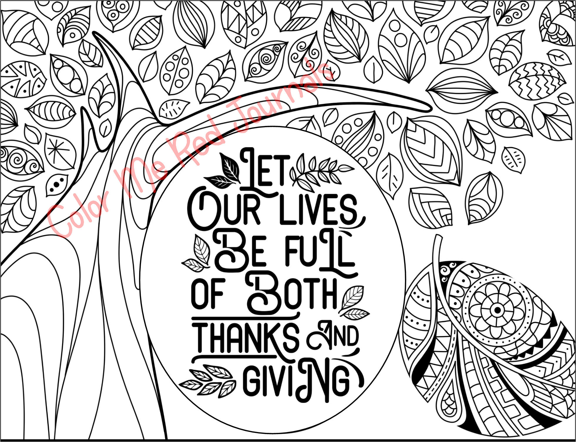 Gratitude Coloring Page-thankfulness Word Art Coloring Design Gratitude ...