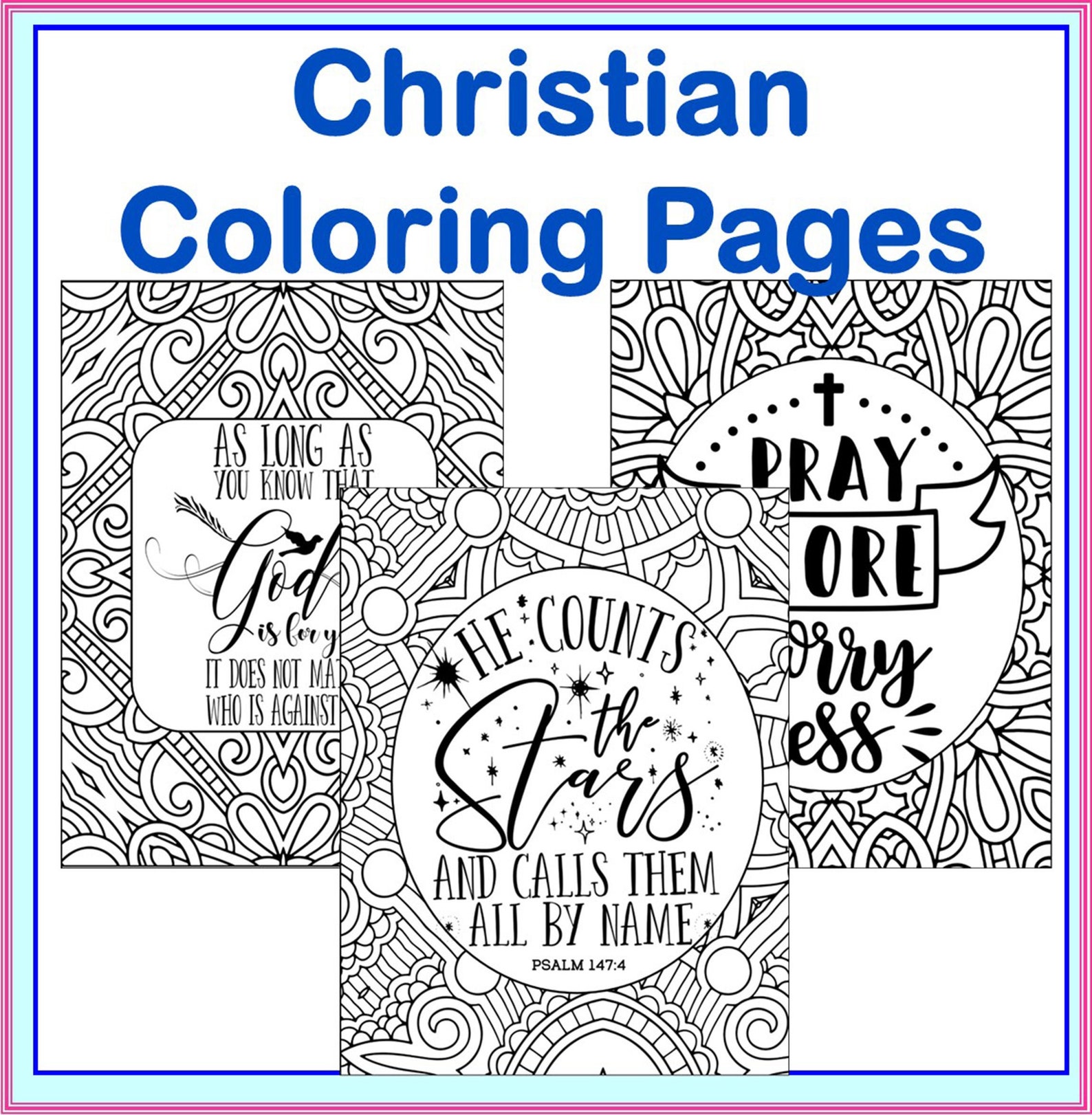 Christian Coloring Pages 50 Bible and Christian Based | Etsy