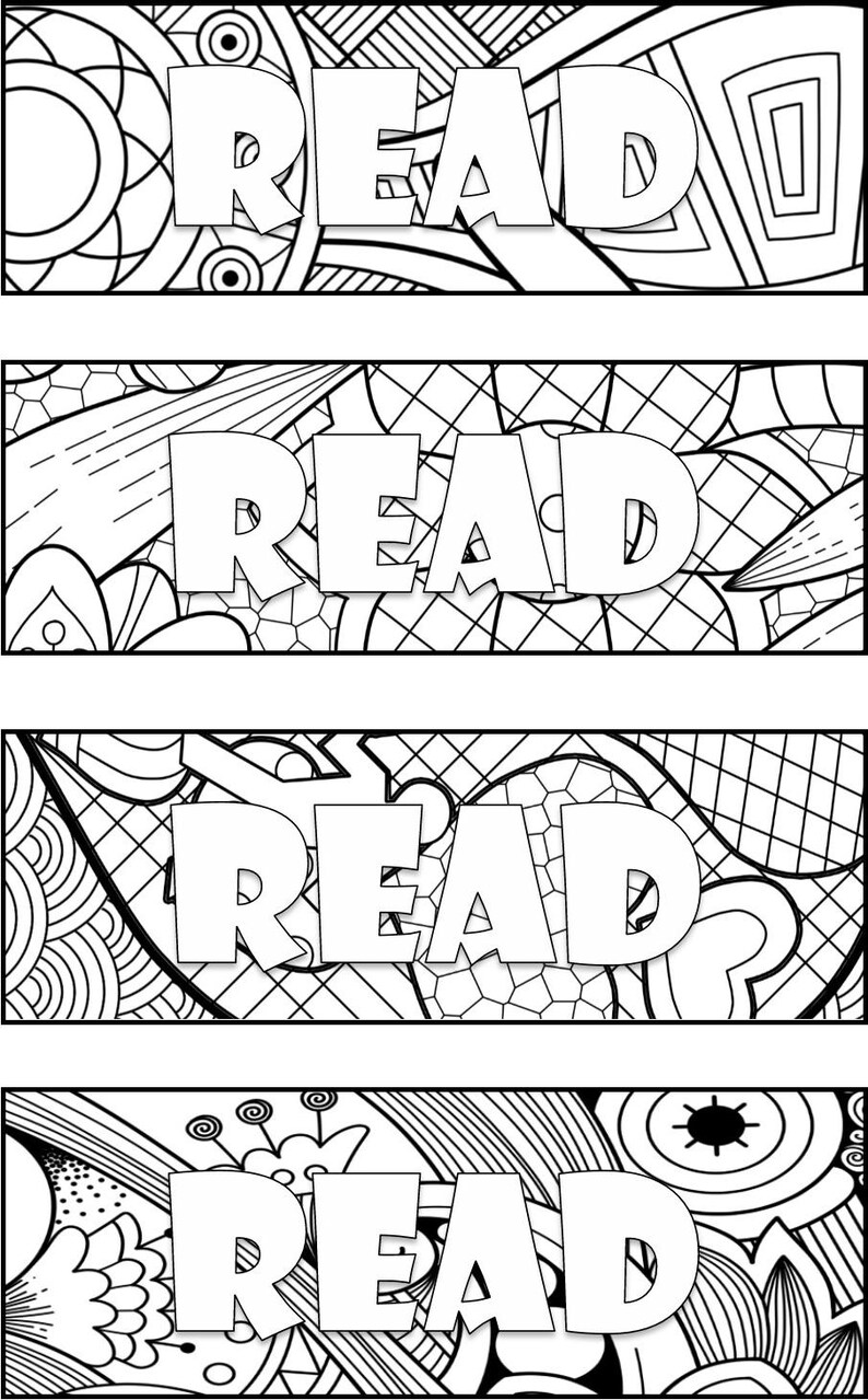 Reading Coloring Bookmarks: 50 Printable Designs (digital Download) - Etsy