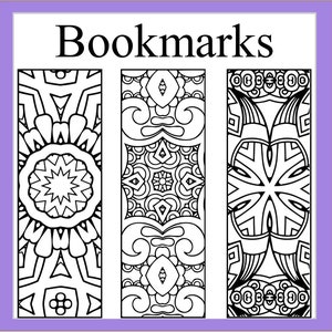 50 Coloring Bookmarks- Color Your Own Bookmarks, Color Therapy With 50 ...