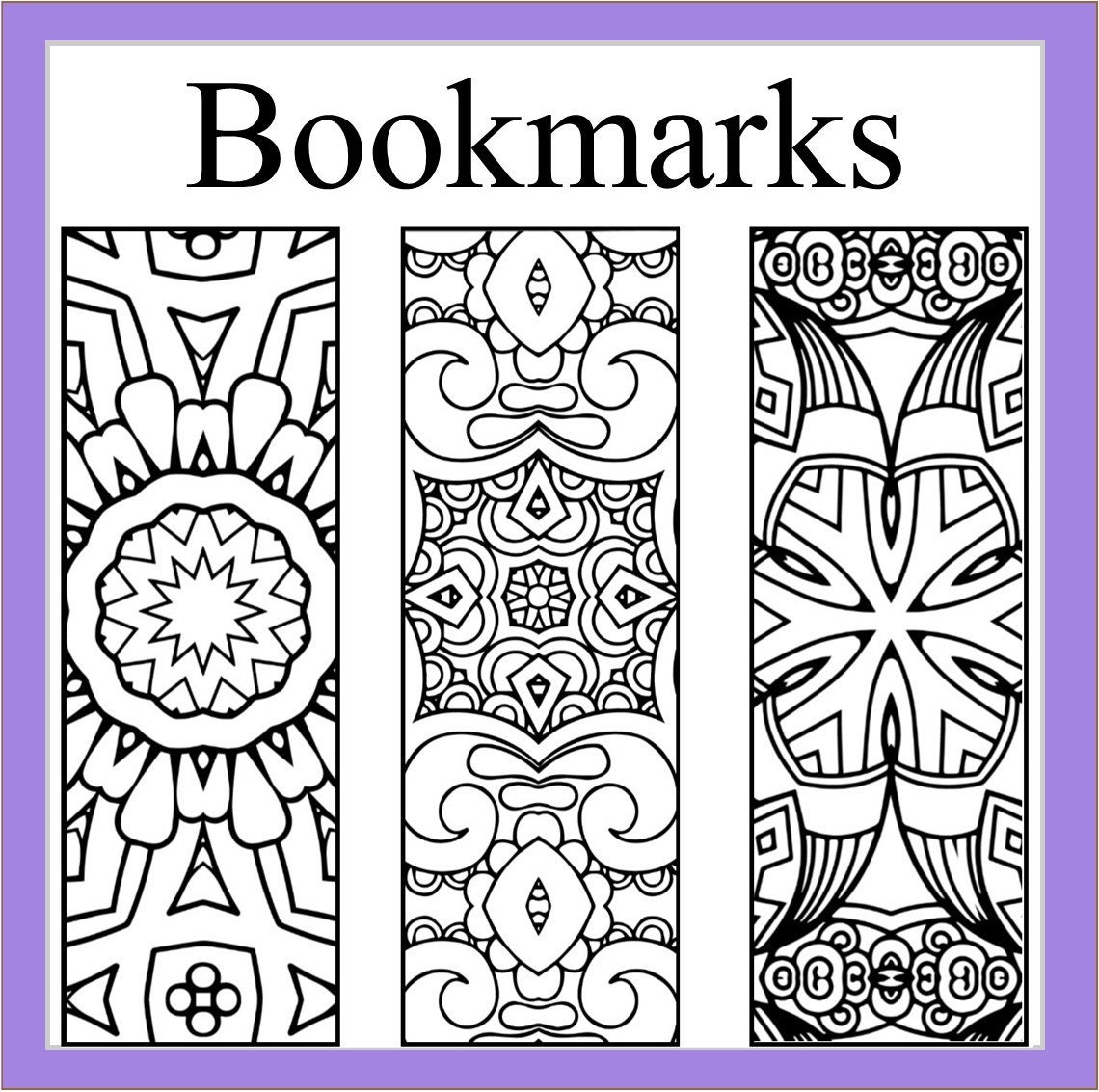 50 Coloring Bookmarks- Color Your Own Bookmarks, Color Therapy With 50 ...