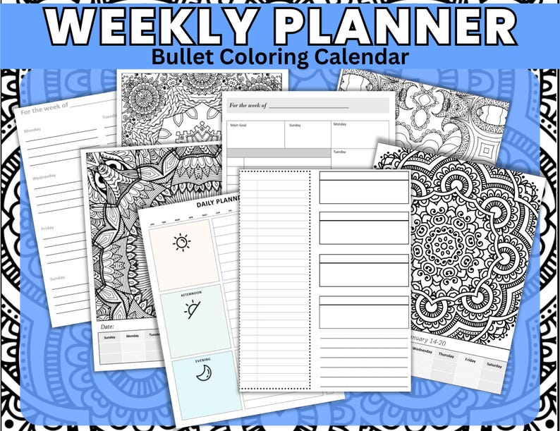 Weekly Planner Coloring and Journaling Binder: Weekly Goal Setting ...