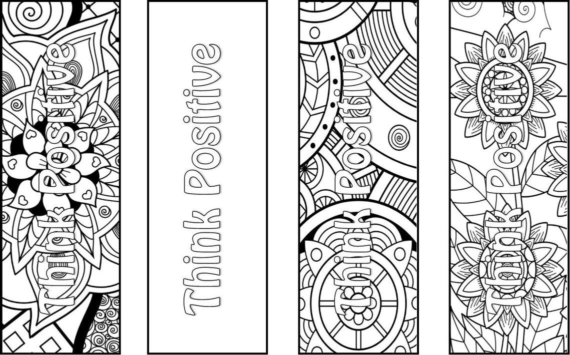 50 Think Positive Coloring Bookmarks Positive Affirmations Coloring ...