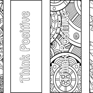 50 Think Positive Coloring Bookmarks Positive Affirmations Coloring ...