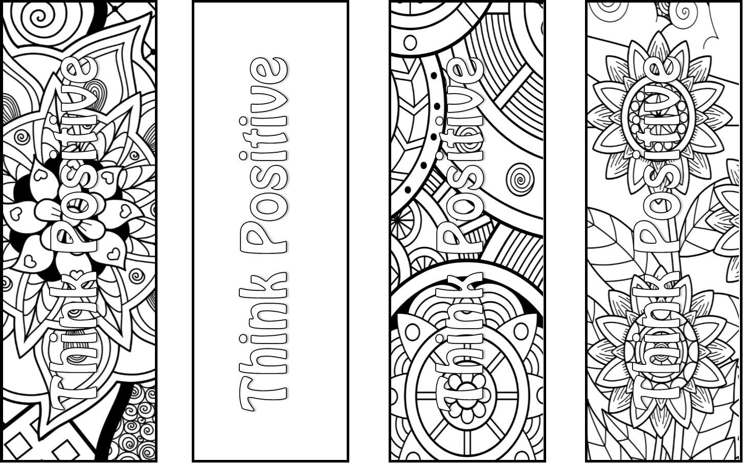 50 Think Positive Coloring Bookmarks Positive Affirmations Coloring ...