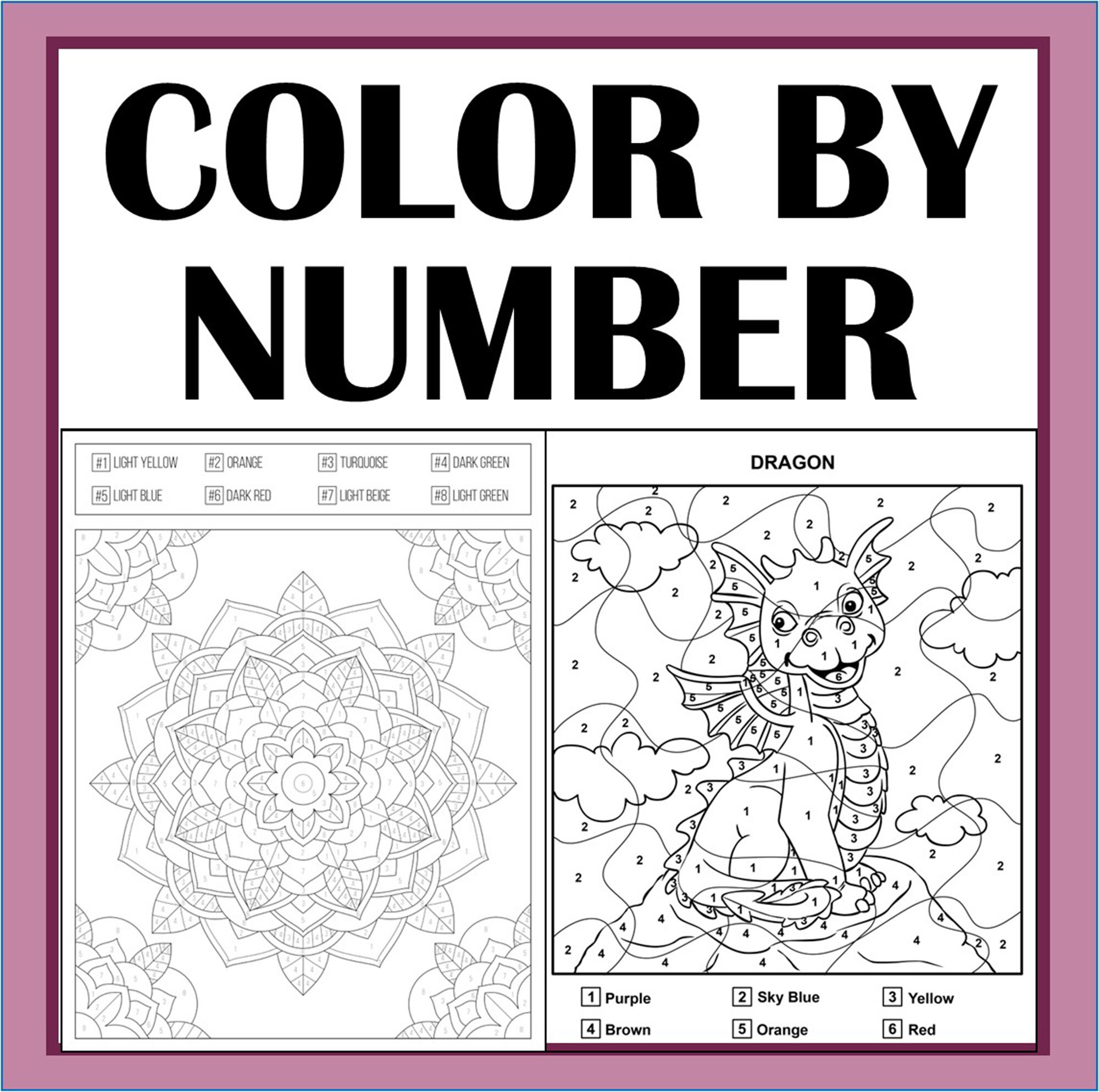 Color by Number Coloring Pages Anti Stress Fun Coloring Activity With ...