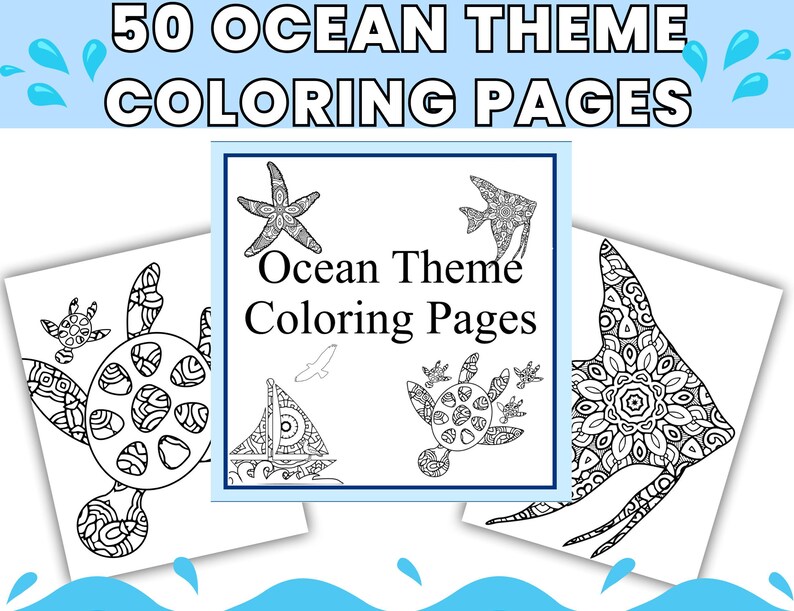 Ocean Theme Mandala and Designs Coloring Book 56 Ocean Theme Coloring ...