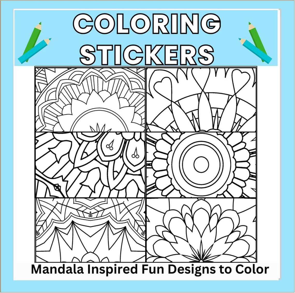 Printable Coloring Stickers -mandala Inspired Fun Designs to Color ...