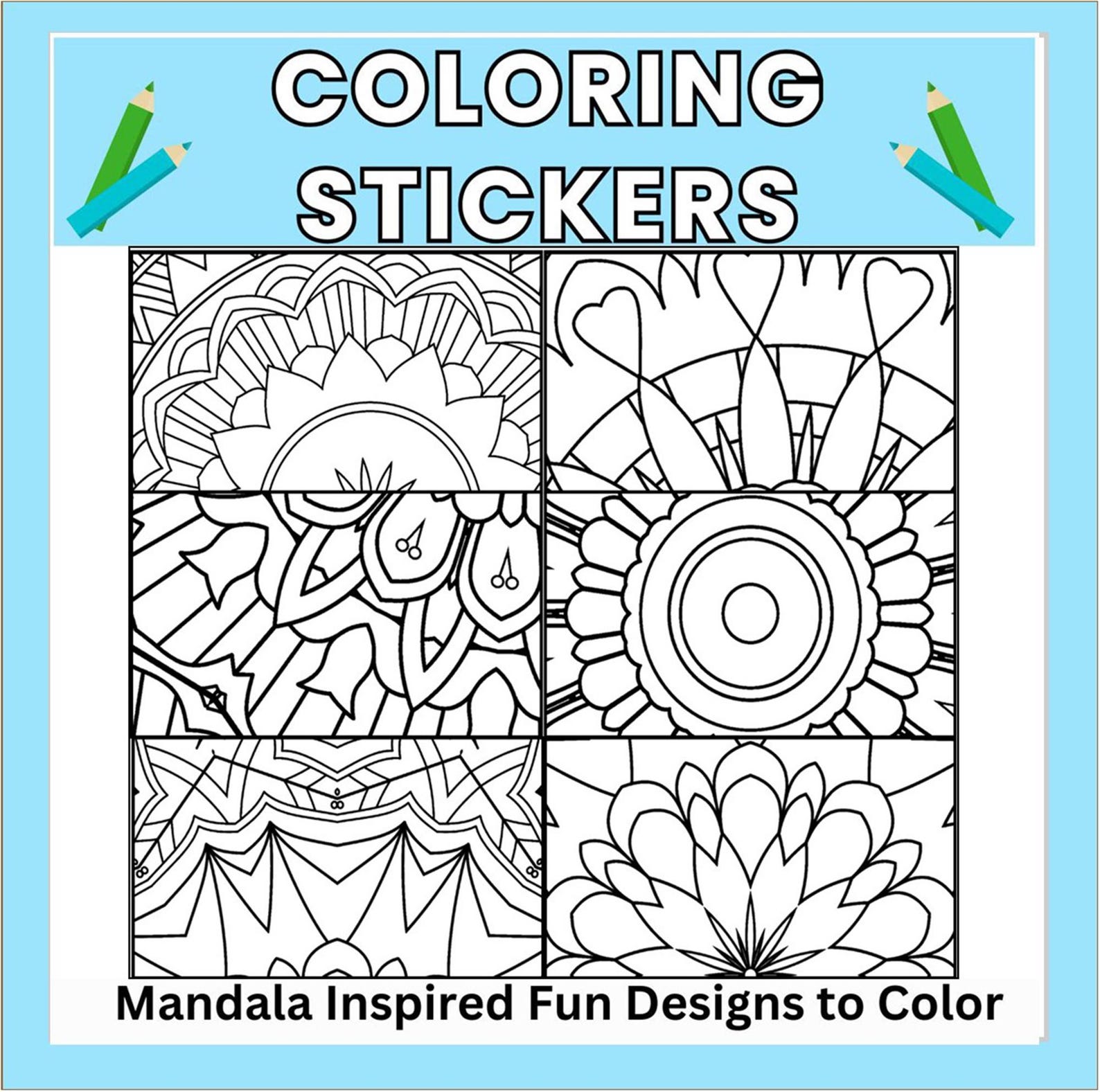 Printable Coloring Stickers – Mandala-inspired Designs to Color- 40 ...
