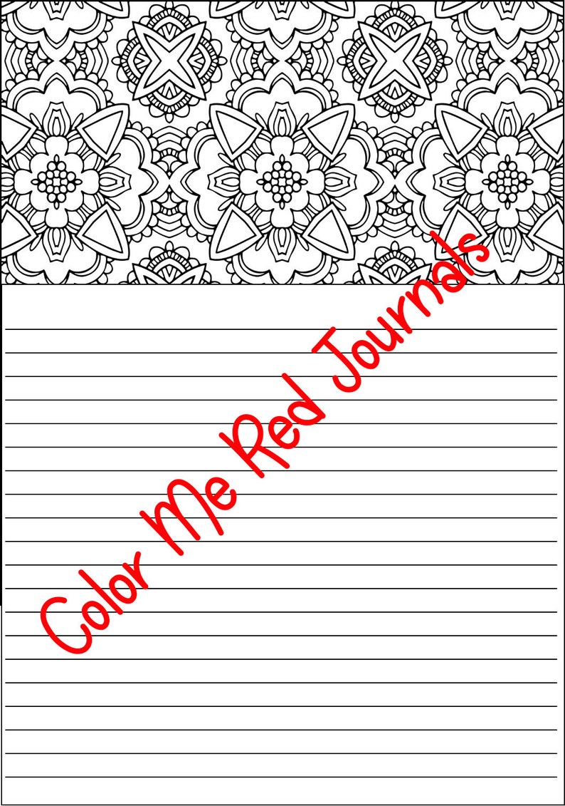 Coloring Journal: Lined Journal Pages With Coloring Images for Stress ...