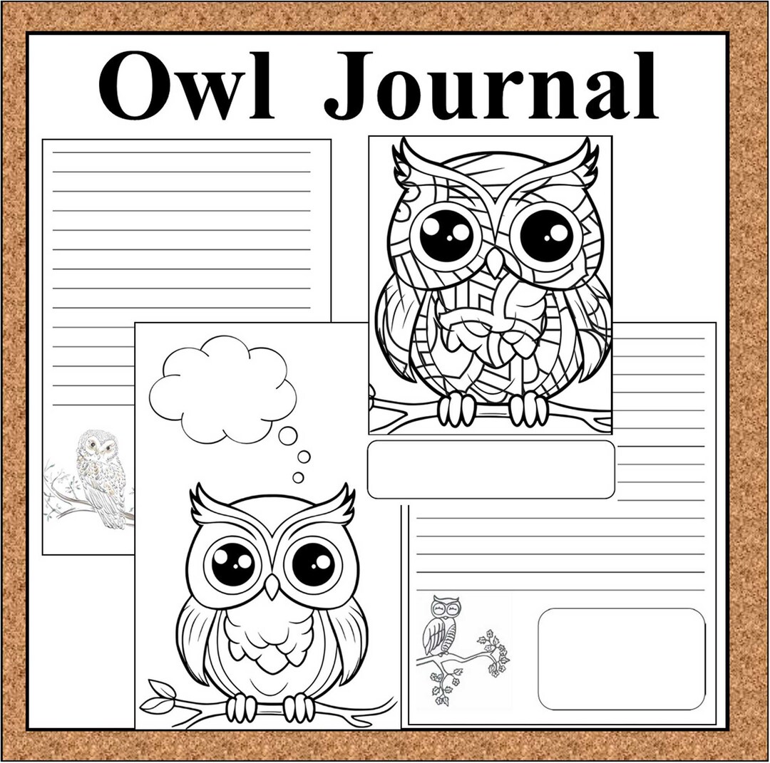 Owl Lined Journal Pages – Printable Owl-themed Writing & Coloring Set ...
