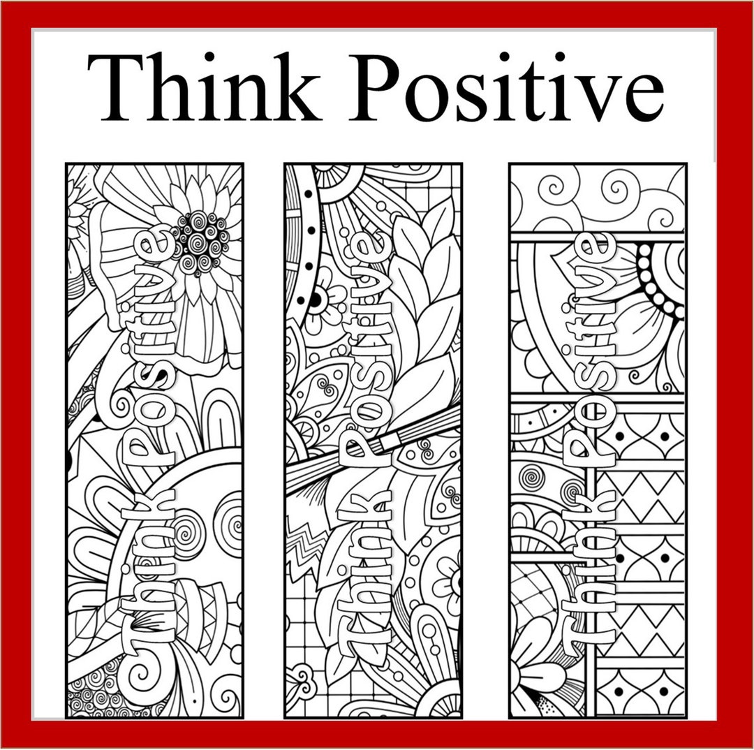 50 Think Positive Coloring Bookmarks – Printable Affirmation & Color ...