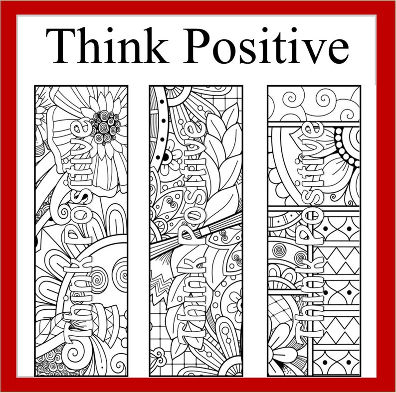 50 Think Positive Coloring Bookmarks – Printable Affirmation & Color ...