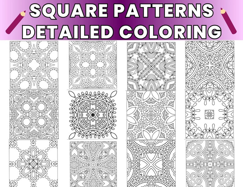 Square Zentangle Designs Coloring Book, Volume 1 – 50 Intricate Square ...