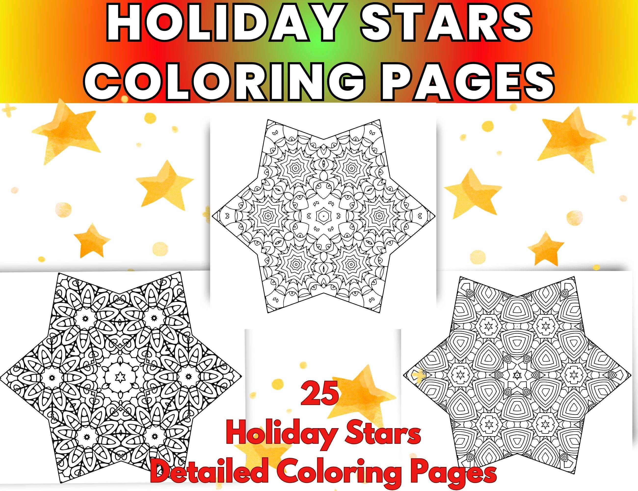 Christmas Holiday Stars Zentangle & Mandala Coloring Book Pages-25 ...