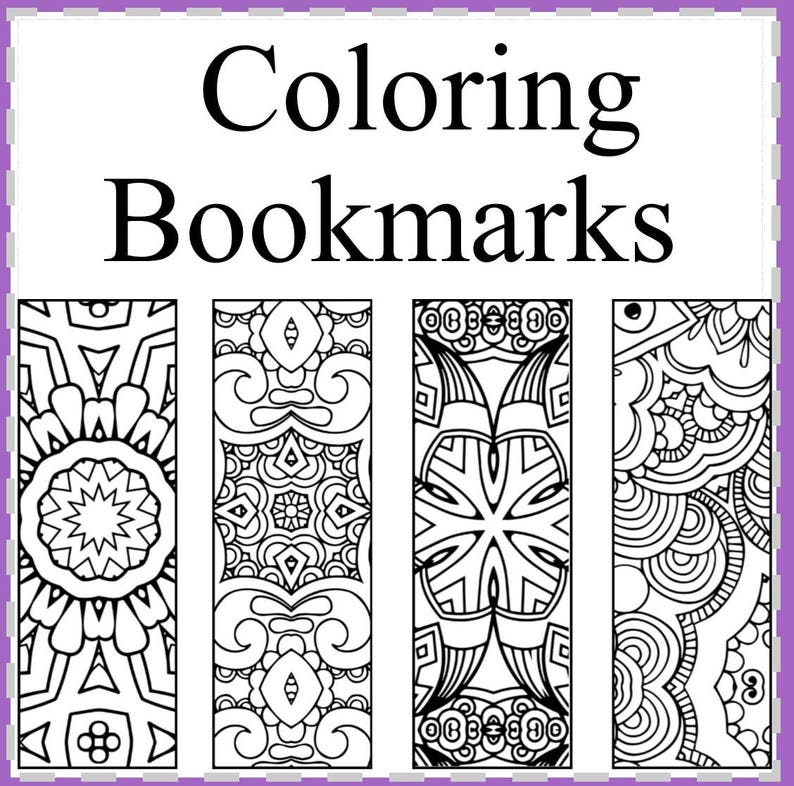50 Coloring Bookmarks Color Your Own Bookmarks Color Therapy | Etsy