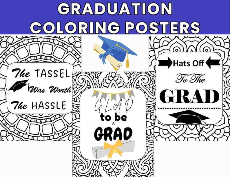 Graduation Posters -grad Party Posters - Coloring Wall Decoration for ...