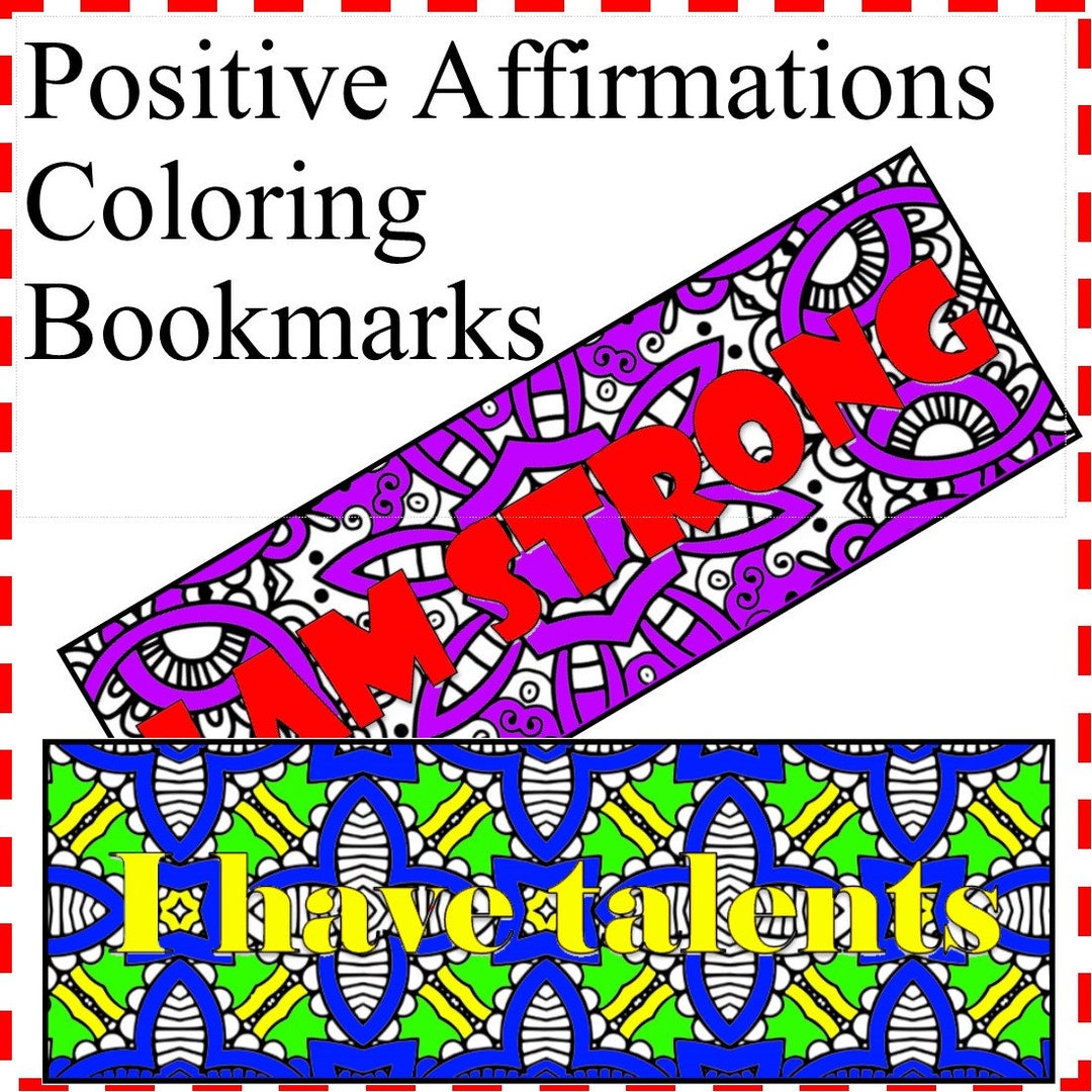 50 Positive Affirmations Coloring Bookmarks 2 X6 Inch - Etsy